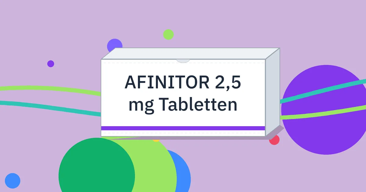 Symbolbild: Packung mit der Aufschrift AFINITOR 2,5 mg Tabletten (PZN 18411092) – Verfügbarkeit und Bezug in Apotheken in Frankfurt am Main