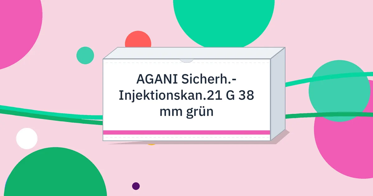 Symbolbild: Packung mit der Aufschrift AGANI Sicherh.-Injektionskan.21 G 38 mm grün (PZN 17630426) – Verfügbarkeit und Bezug in Apotheken in Frankfurt am Main