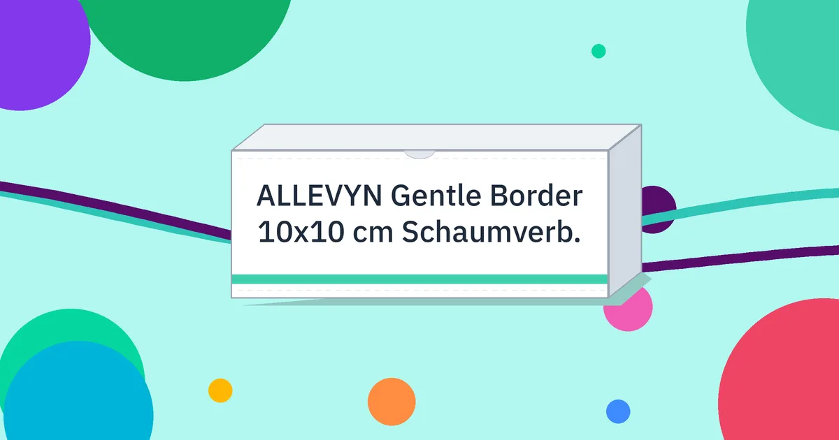 Symbolbild: Packung mit der Aufschrift ALLEVYN Gentle Border 10x10 cm Schaumverb. (PZN 10828160) – Verfügbarkeit und Bezug in Apotheken in Frankfurt am Main