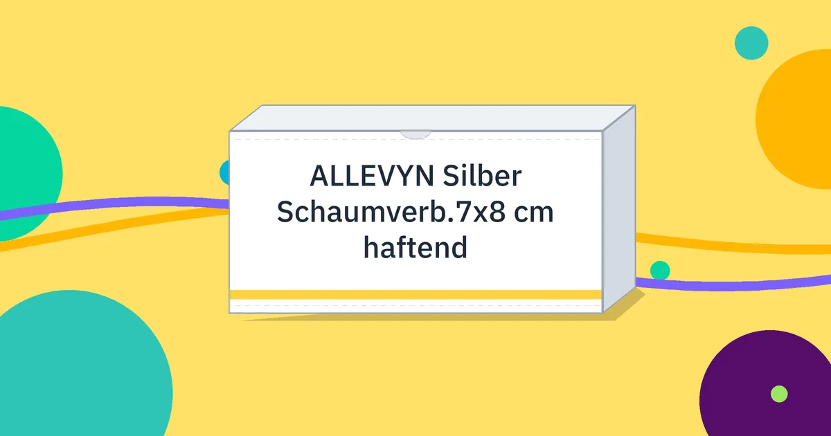 Symbolbild: Packung mit der Aufschrift ALLEVYN Silber Schaumverb.7x8 cm haftend (PZN 11134270) – Verfügbarkeit und Bezug in Apotheken in Frankfurt am Main