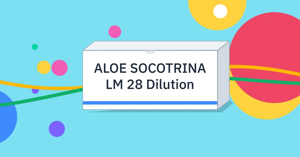 Symbolbild: Packung mit der Aufschrift ALOE SOCOTRINA LM 28 Dilution (PZN 13313580) – Verfügbarkeit und Bezug in Apotheken in Frankfurt am Main