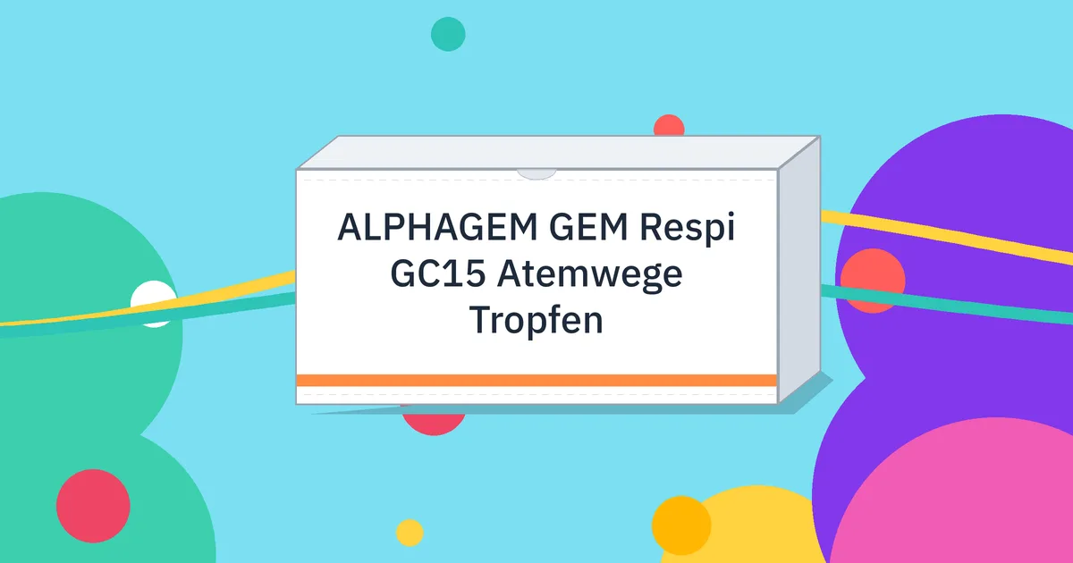 Symbolbild: Packung mit der Aufschrift ALPHAGEM GEM Respi GC15 Atemwege Tropfen (PZN 20296310) – Verfügbarkeit und Bezug in Apotheken in Frankfurt am Main