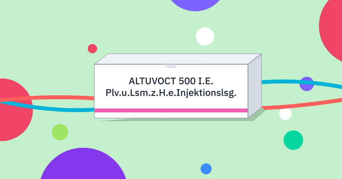 Symbolbild: Packung mit der Aufschrift ALTUVOCT 500 I.E. Plv.u.Lsm.z.H.e.Injektionslsg. (PZN 19106712) – Verfügbarkeit und Bezug in Apotheken in Frankfurt am Main