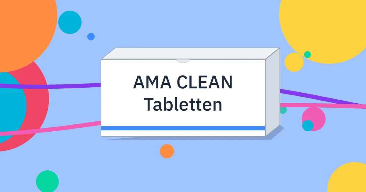 Symbolbild: Packung mit der Aufschrift AMA CLEAN Tabletten (PZN 15399746) – Verfügbarkeit und Bezug in Apotheken in Frankfurt am Main