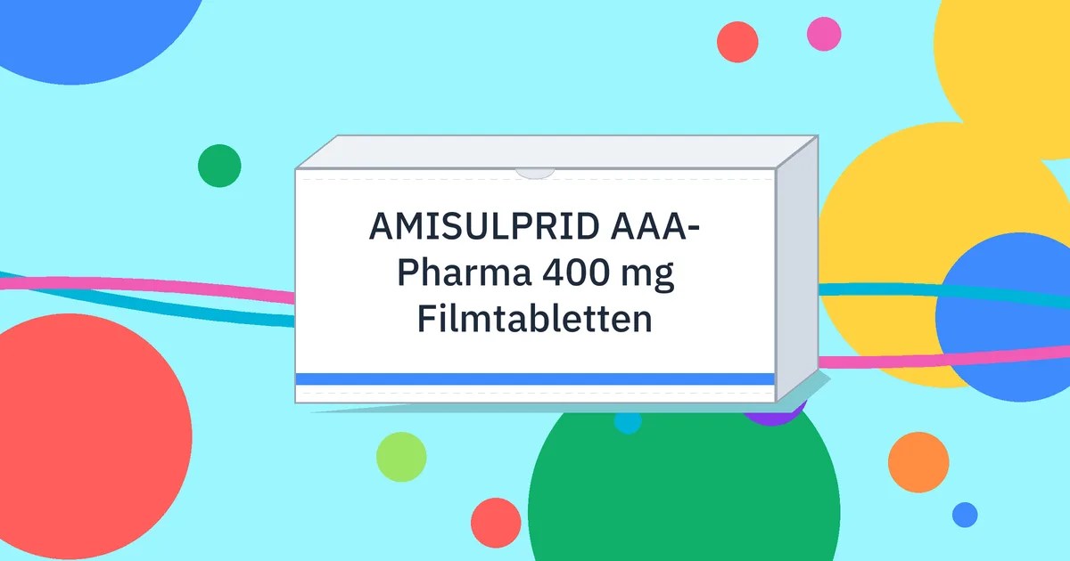 Symbolbild: Packung mit der Aufschrift AMISULPRID AAA-Pharma 400 mg Filmtabletten (PZN 01173895) – Verfügbarkeit und Bezug in Apotheken in Frankfurt am Main