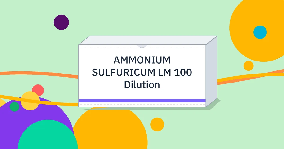 Symbolbild: Packung mit der Aufschrift AMMONIUM SULFURICUM LM 100 Dilution (PZN 13323495) – Verfügbarkeit und Bezug in Apotheken in Frankfurt am Main