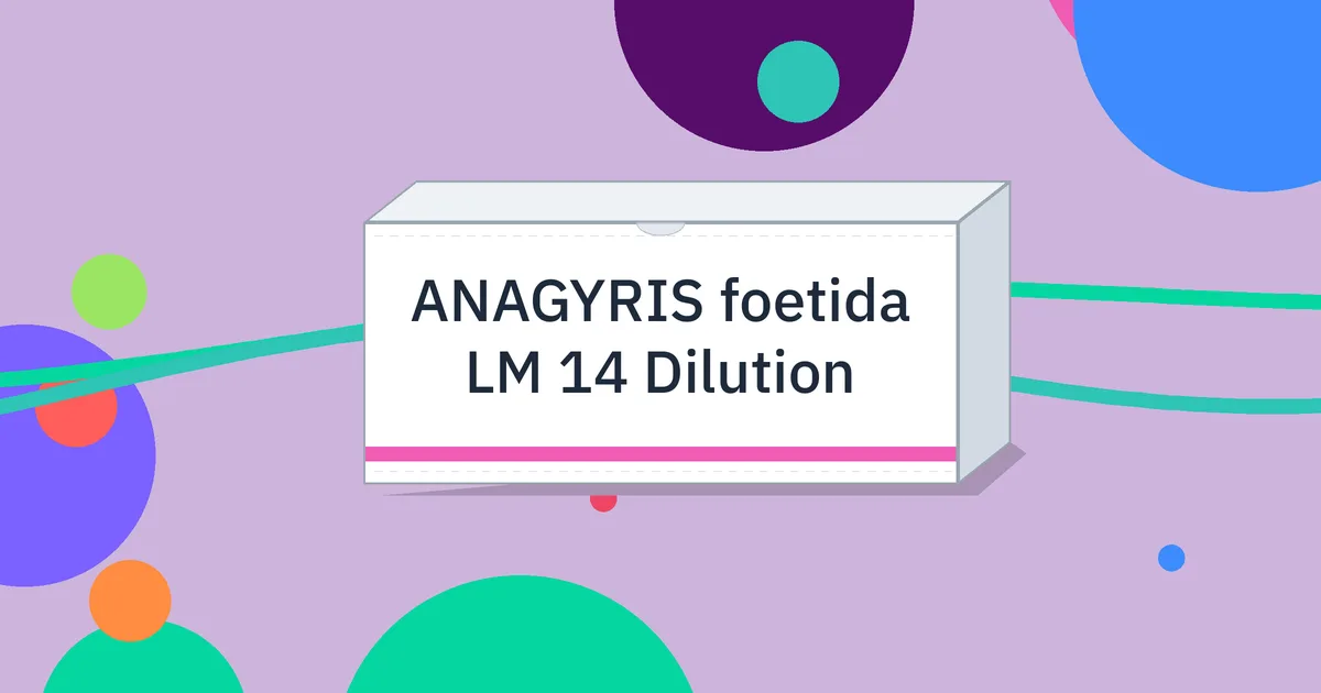 Symbolbild: Packung mit der Aufschrift ANAGYRIS foetida LM 14 Dilution (PZN 13328357) – Verfügbarkeit und Bezug in Apotheken in Frankfurt am Main