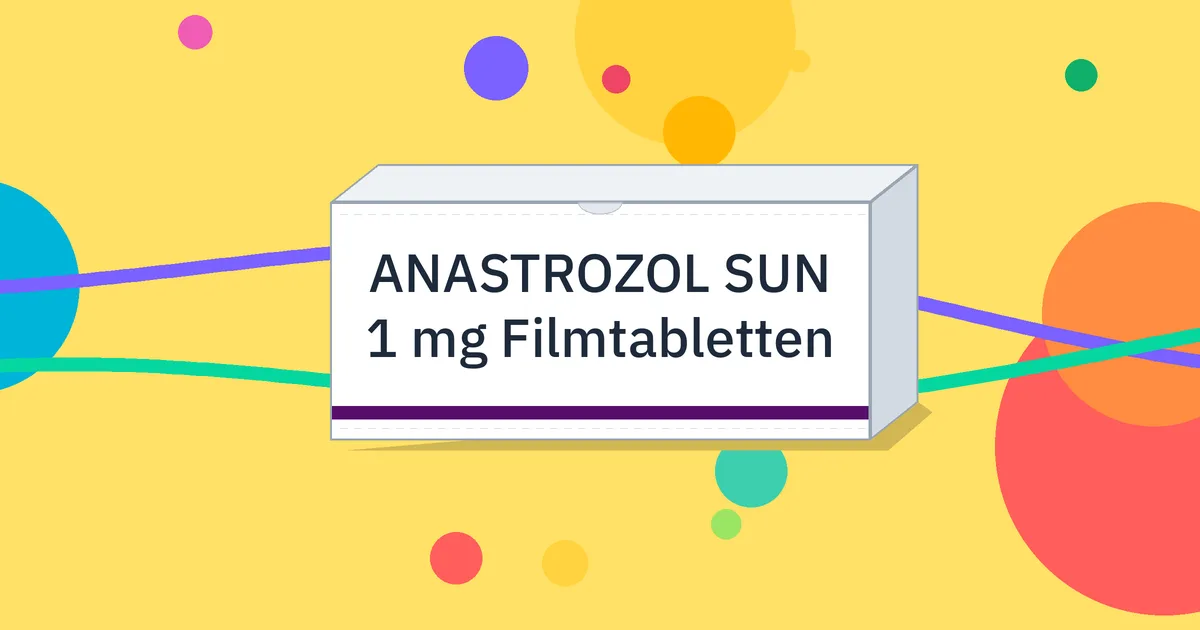 Symbolbild: Packung mit der Aufschrift ANASTROZOL SUN 1 mg Filmtabletten (PZN 09101932) – Verfügbarkeit und Bezug in Apotheken in Frankfurt am Main