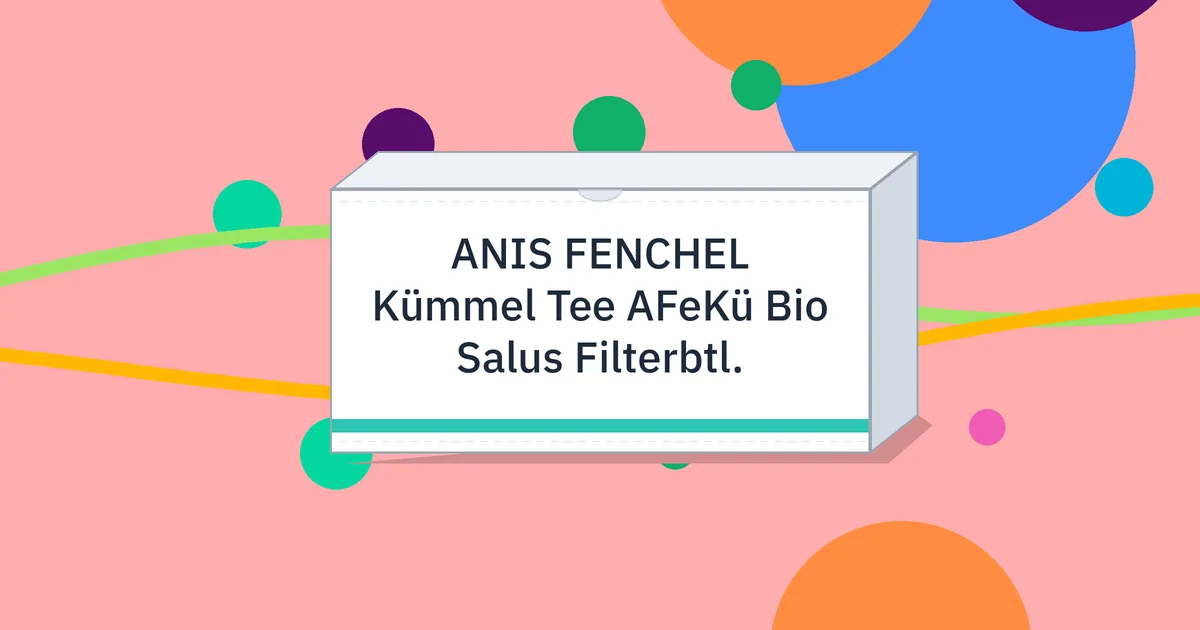 Symbolbild: Packung mit der Aufschrift ANIS FENCHEL Kümmel Tee AFeKü Bio Salus Filterbtl. (PZN 00249343) – Verfügbarkeit und Bezug in Apotheken in Frankfurt am Main
