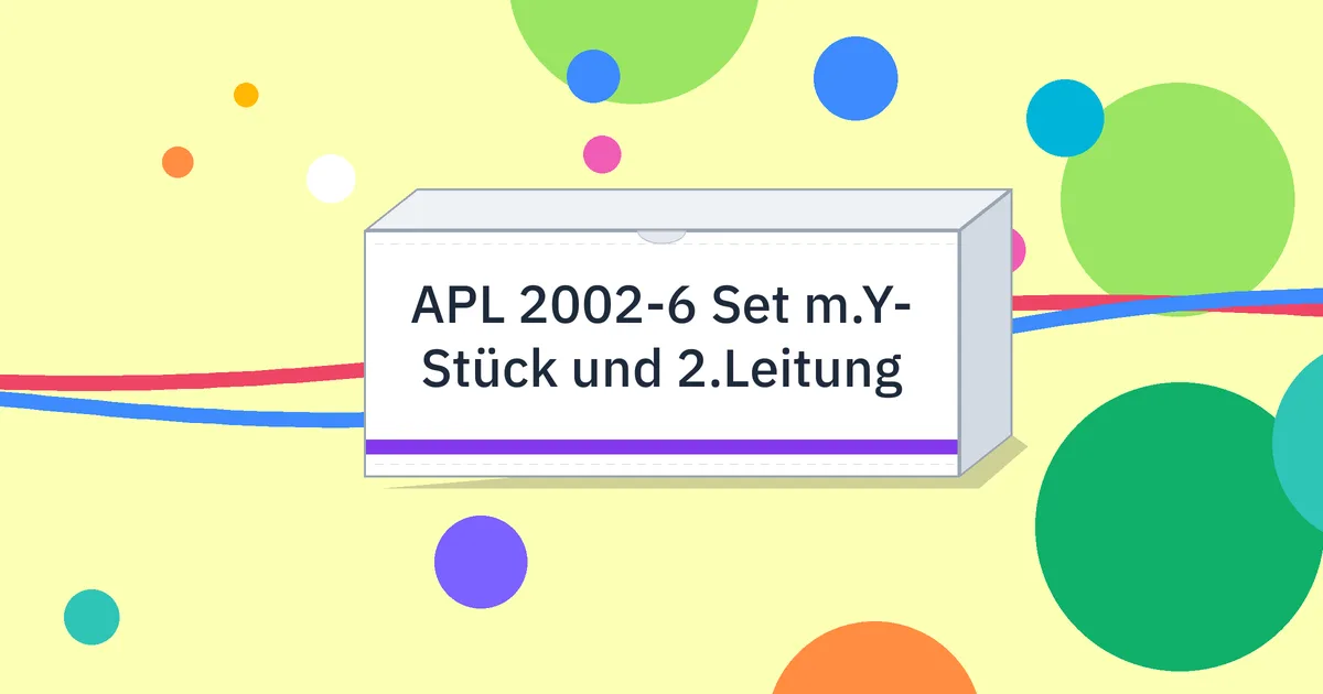 Symbolbild: Packung mit der Aufschrift APL 2002-6 Set m.Y-Stück und 2.Leitung (PZN 09075732) – Verfügbarkeit und Bezug in Apotheken in Frankfurt am Main