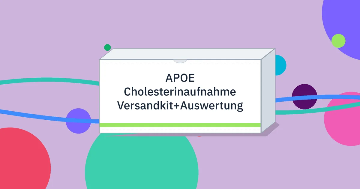 Symbolbild: Packung mit der Aufschrift APOE Cholesterinaufnahme Versandkit+Auswertung (PZN 16739919) – Verfügbarkeit und Bezug in Apotheken in Frankfurt am Main