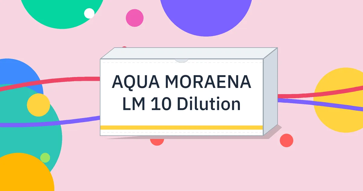 Symbolbild: Packung mit der Aufschrift AQUA MORAENA LM 10 Dilution (PZN 13755332) – Verfügbarkeit und Bezug in Apotheken in Frankfurt am Main