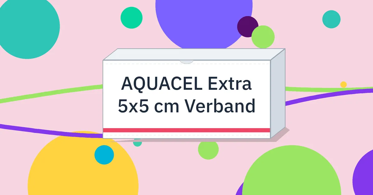 Symbolbild: Packung mit der Aufschrift AQUACEL Extra 5x5 cm Verband (PZN 11343312) – Verfügbarkeit und Bezug in Apotheken in Frankfurt am Main