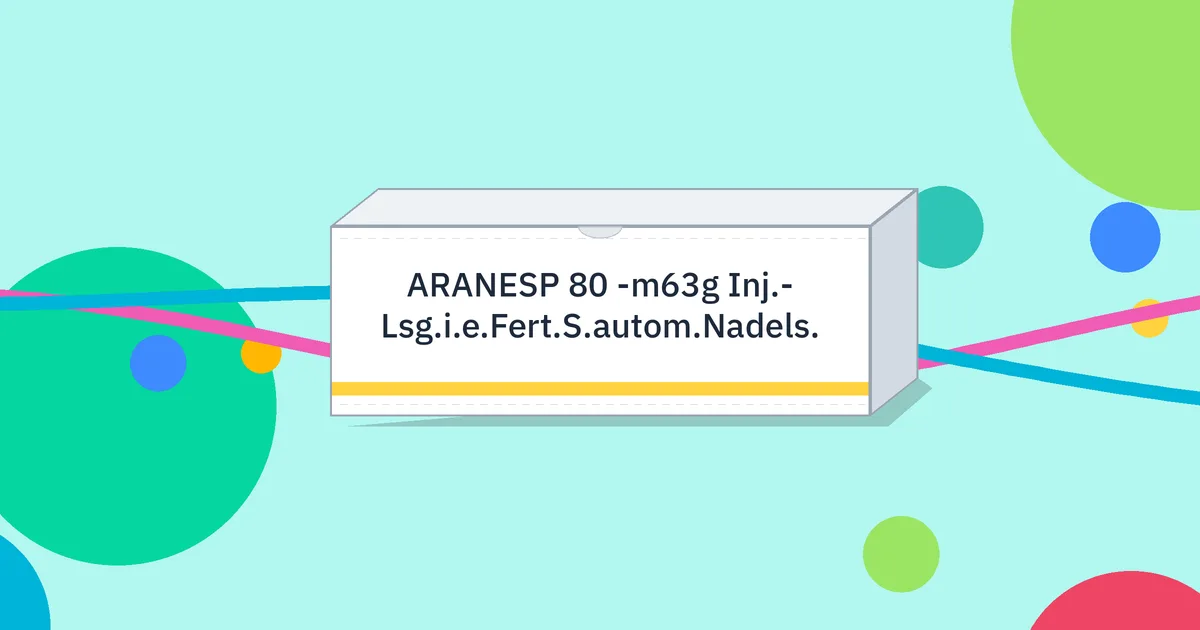 Symbolbild: Packung mit der Aufschrift ARANESP 80 -m63g Inj.-Lsg.i.e.Fert.S.autom.Nadels. (PZN 07674813) – Verfügbarkeit und Bezug in Apotheken in Frankfurt am Main