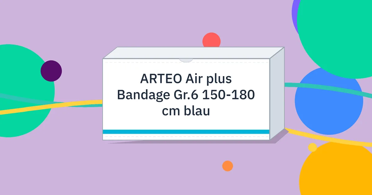 Symbolbild: Packung mit der Aufschrift ARTEO Air plus Bandage Gr.6 150-180 cm blau (PZN 12495107) – Verfügbarkeit und Bezug in Apotheken in Frankfurt am Main