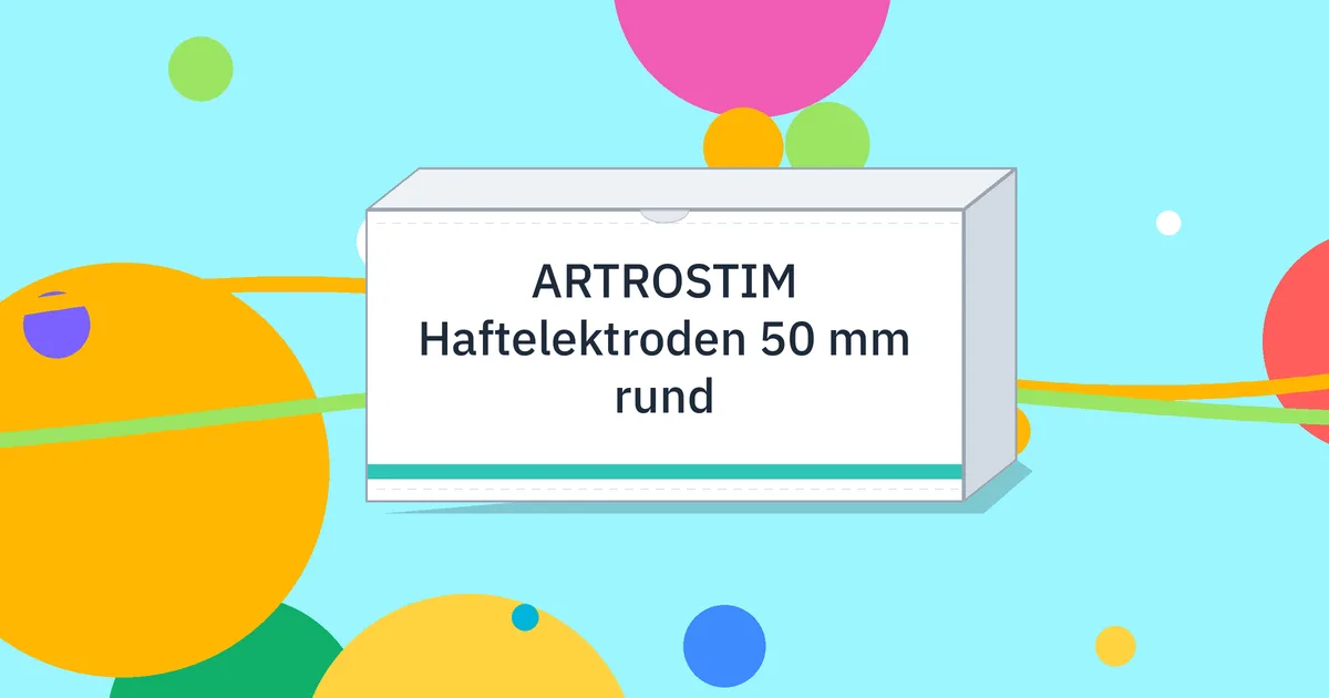 Symbolbild: Packung mit der Aufschrift ARTROSTIM Haftelektroden 50 mm rund (PZN 02819974) – Verfügbarkeit und Bezug in Apotheken in Frankfurt am Main