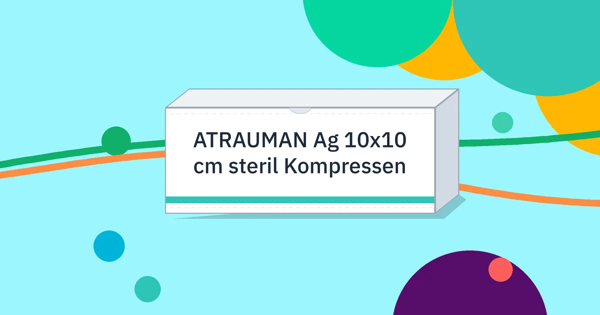 Symbolbild: Packung mit der Aufschrift ATRAUMAN Ag 10x10 cm steril Kompressen (PZN 16154194) – Verfügbarkeit und Bezug in Apotheken in Frankfurt am Main
