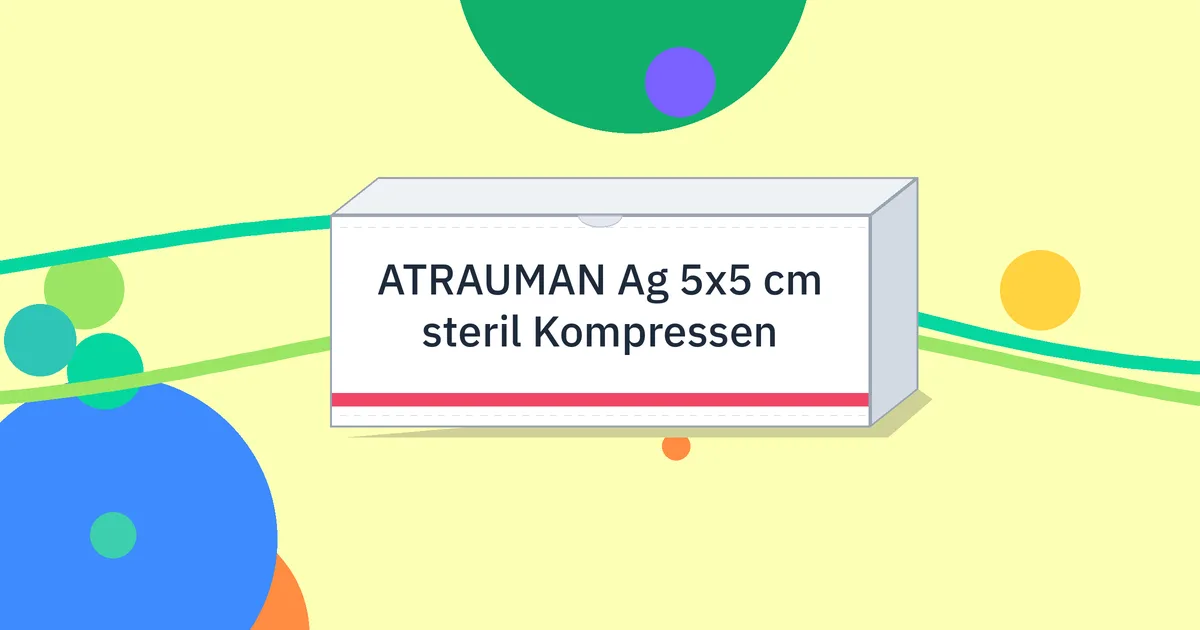 Symbolbild: Packung mit der Aufschrift ATRAUMAN Ag 5x5 cm steril Kompressen (PZN 17917725) – Verfügbarkeit und Bezug in Apotheken in Frankfurt am Main