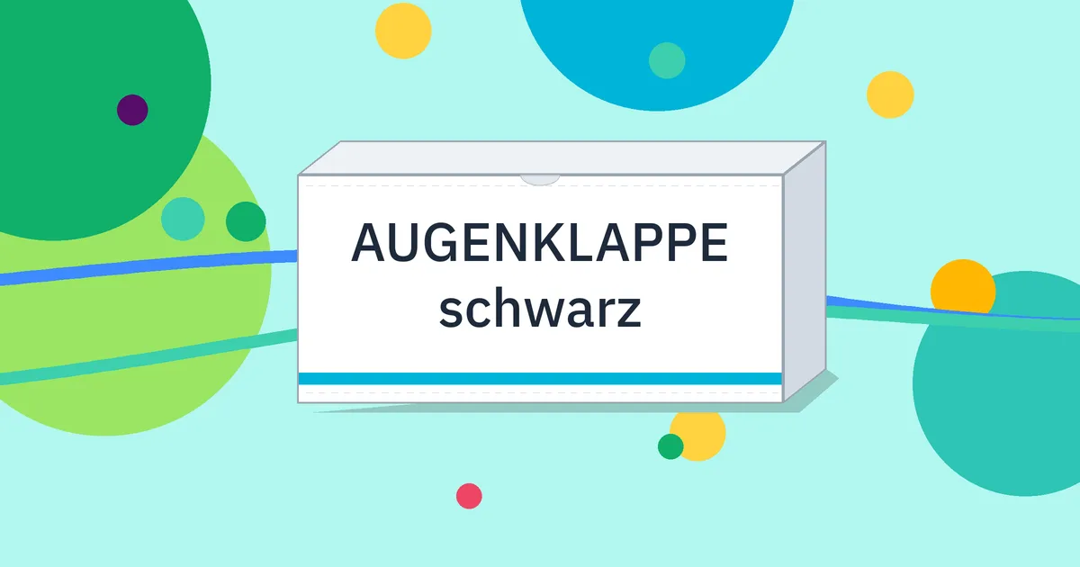 Symbolbild: Packung mit der Aufschrift AUGENKLAPPE schwarz (PZN 13871682) – Verfügbarkeit und Bezug in Apotheken in Frankfurt am Main