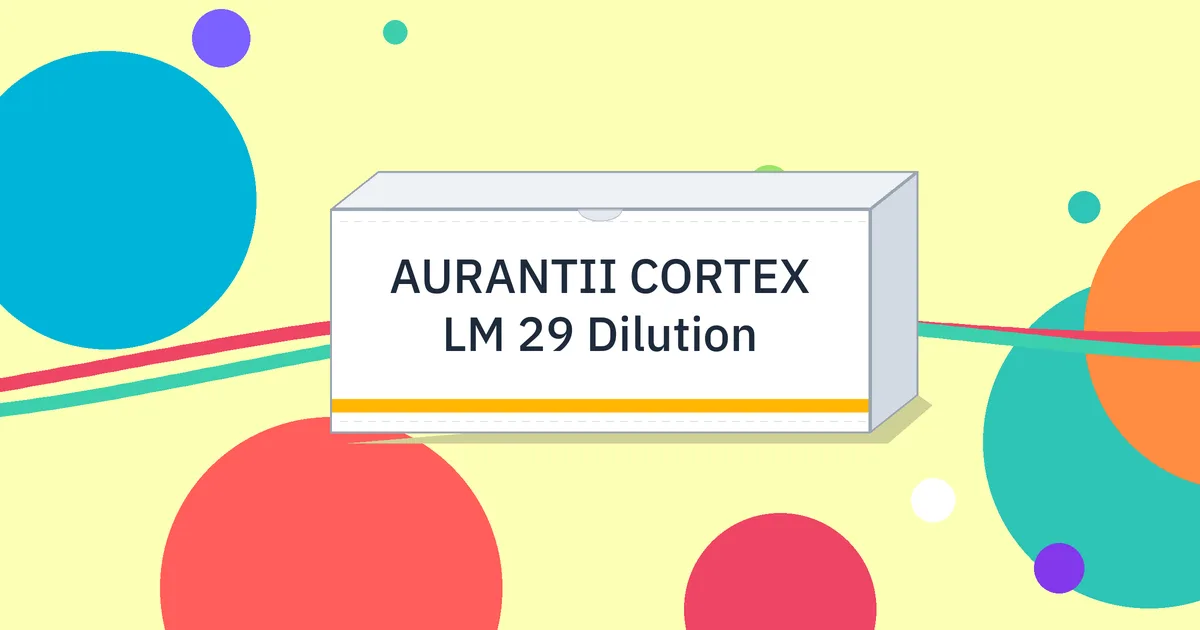 Symbolbild: Packung mit der Aufschrift AURANTII CORTEX LM 29 Dilution (PZN 13373458) – Verfügbarkeit und Bezug in Apotheken in Frankfurt am Main
