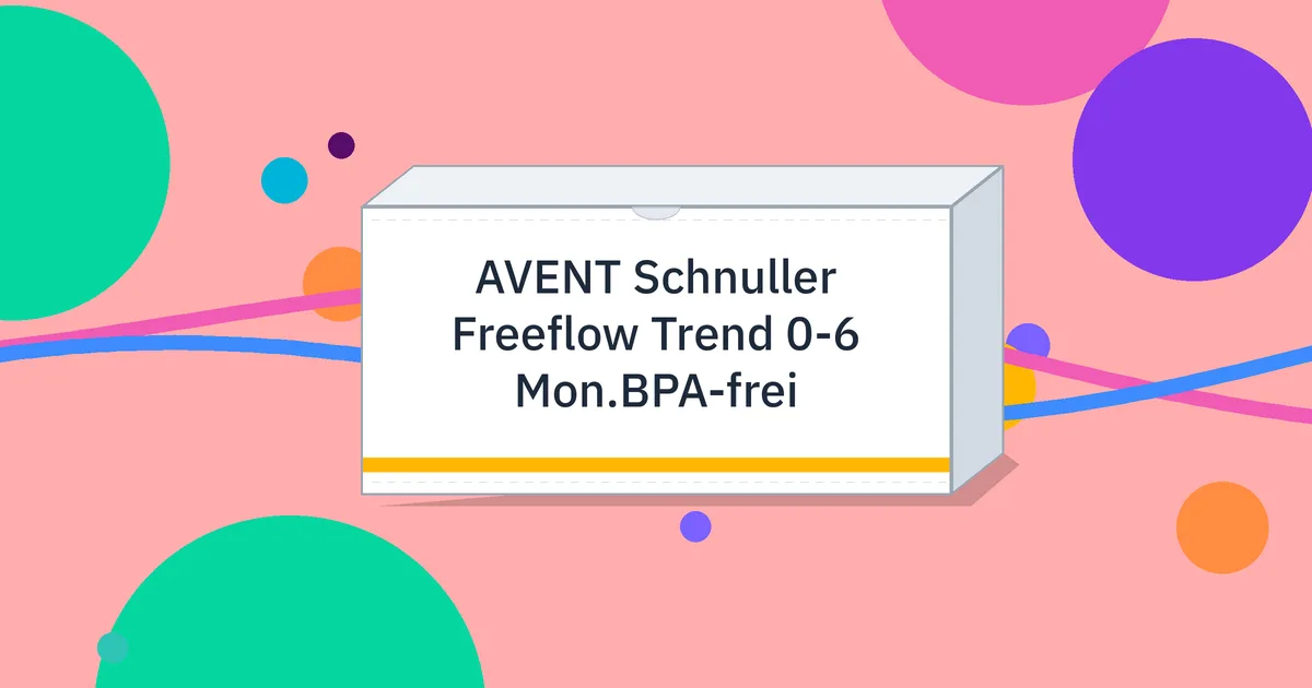 Symbolbild: Packung mit der Aufschrift AVENT Schnuller Freeflow Trend 0-6 Mon.BPA-frei (PZN 05505242) – Verfügbarkeit und Bezug in Apotheken in Frankfurt am Main