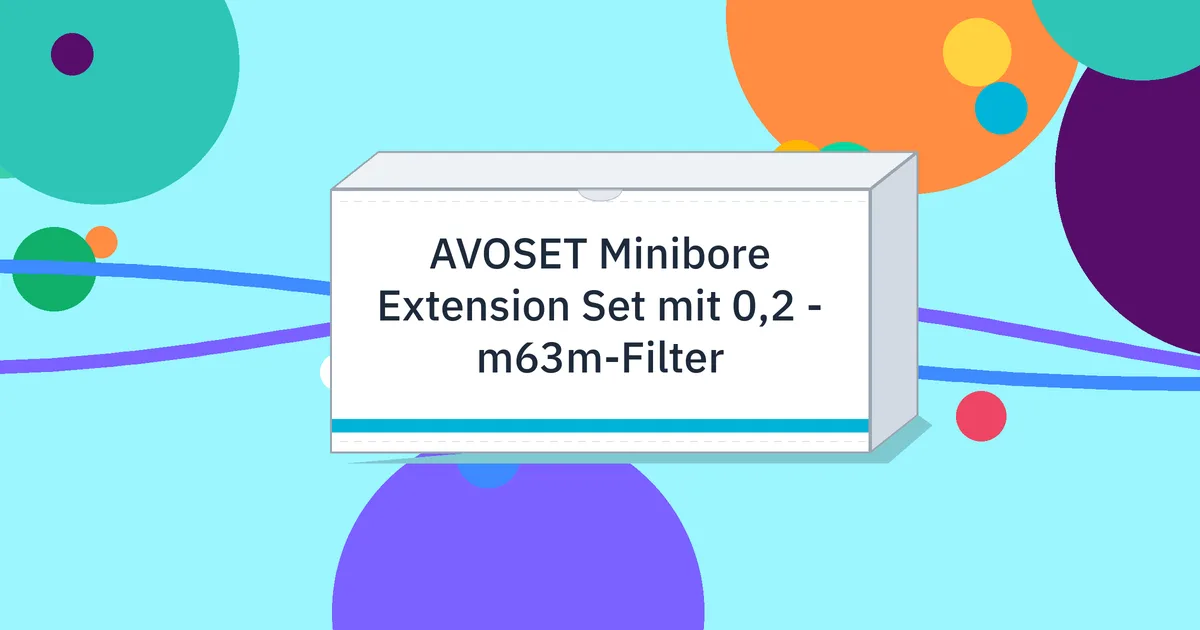 Symbolbild: Packung mit der Aufschrift AVOSET Minibore Extension Set mit 0,2 -m63m-Filter (PZN 19990494) – Verfügbarkeit und Bezug in Apotheken in Frankfurt am Main