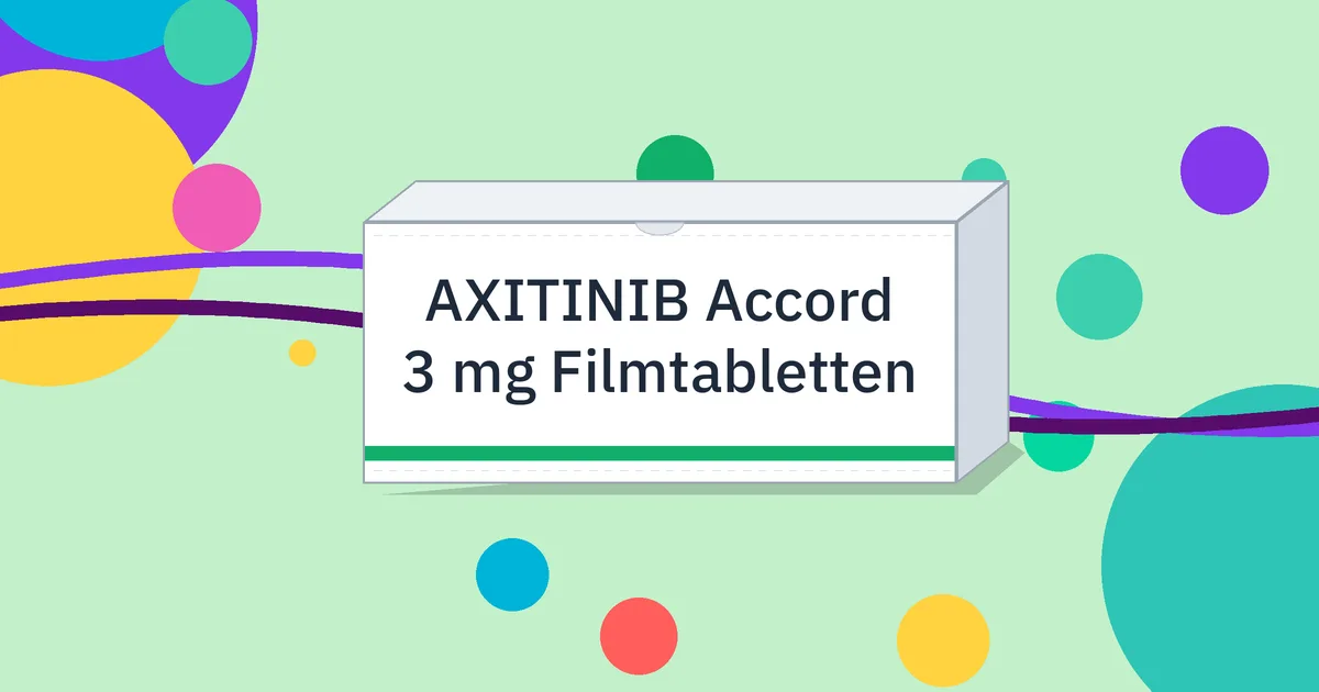 Symbolbild: Packung mit der Aufschrift AXITINIB Accord 3 mg Filmtabletten (PZN 19549102) – Verfügbarkeit und Bezug in Apotheken in Frankfurt am Main