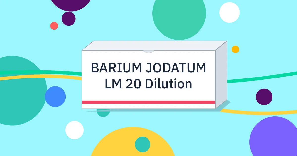 Symbolbild: Packung mit der Aufschrift BARIUM JODATUM LM 20 Dilution (PZN 12789949) – Verfügbarkeit und Bezug in Apotheken in Frankfurt am Main