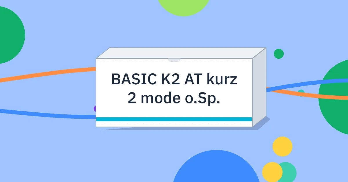 Symbolbild: Packung mit der Aufschrift BASIC K2 AT kurz 2 mode o.Sp. (PZN 20269052) – Verfügbarkeit und Bezug in Apotheken in Frankfurt am Main