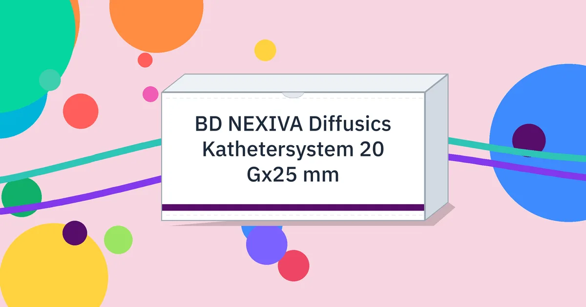 Symbolbild: Packung mit der Aufschrift BD NEXIVA Diffusics Kathetersystem 20 Gx25 mm (PZN 02068120) – Verfügbarkeit und Bezug in Apotheken in Frankfurt am Main