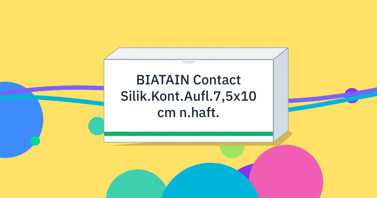 Symbolbild: Packung mit der Aufschrift BIATAIN Contact Silik.Kont.Aufl.7,5x10 cm n.haft. (PZN 18140807) – Verfügbarkeit und Bezug in Apotheken in Frankfurt am Main