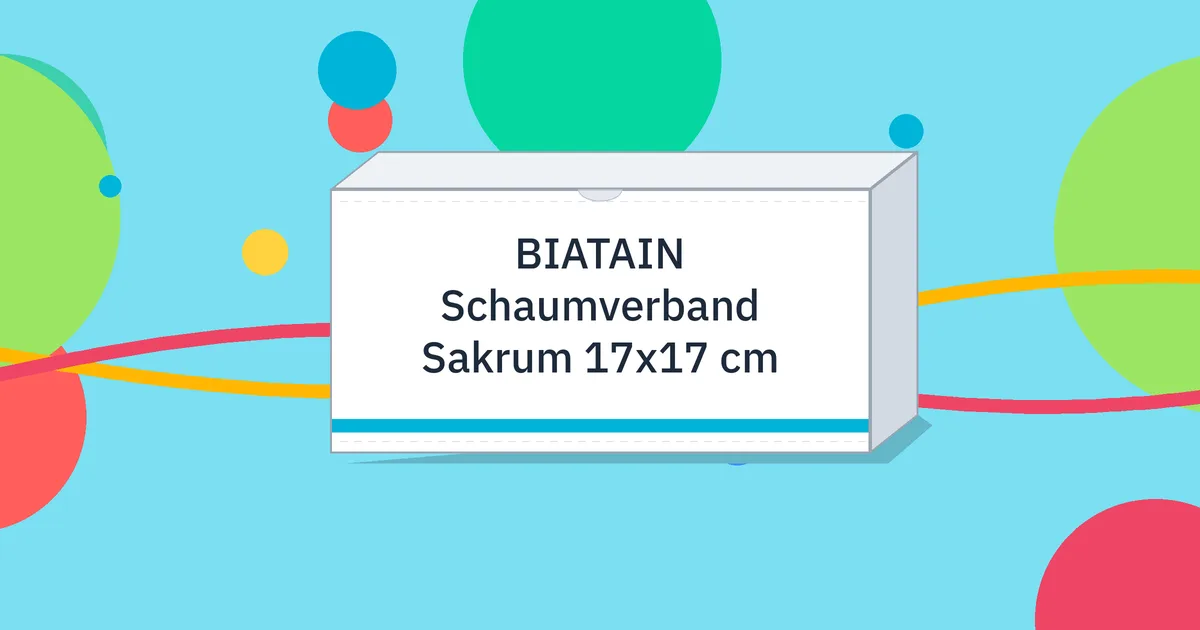 Symbolbild: Packung mit der Aufschrift BIATAIN Schaumverband Sakrum 17x17 cm (PZN 14331775) – Verfügbarkeit und Bezug in Apotheken in Frankfurt am Main