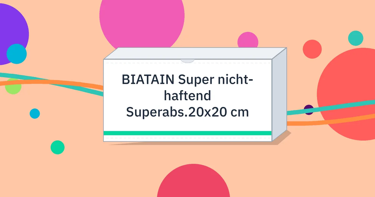 Symbolbild: Packung mit der Aufschrift BIATAIN Super nicht-haftend Superabs.20x20 cm (PZN 12653693) – Verfügbarkeit und Bezug in Apotheken in Frankfurt am Main