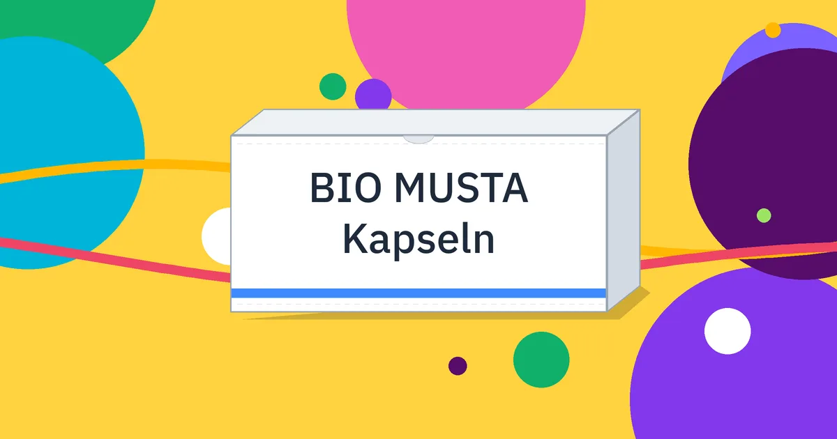 Symbolbild: Packung mit der Aufschrift BIO MUSTA Kapseln (PZN 16707322) – Verfügbarkeit und Bezug in Apotheken in Frankfurt am Main