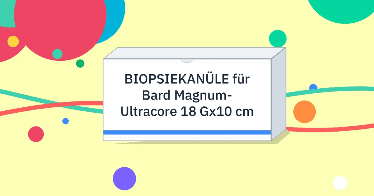 Symbolbild: Packung mit der Aufschrift BIOPSIEKANÜLE für Bard Magnum-Ultracore 18 Gx10 cm (PZN 07096747) – Verfügbarkeit und Bezug in Apotheken in Frankfurt am Main