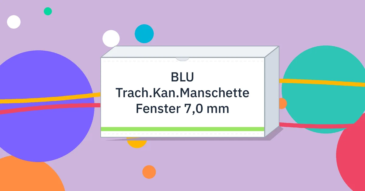 Symbolbild: Packung mit der Aufschrift BLU Trach.Kan.Manschette Fenster 7,0 mm (PZN 02150241) – Verfügbarkeit und Bezug in Apotheken in Frankfurt am Main
