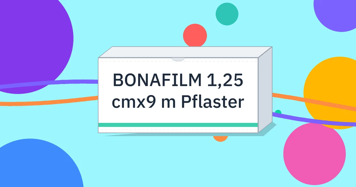 Symbolbild: Packung mit der Aufschrift BONAFILM 1,25 cmx9 m Pflaster (PZN 02404842) – Verfügbarkeit und Bezug in Apotheken in Frankfurt am Main