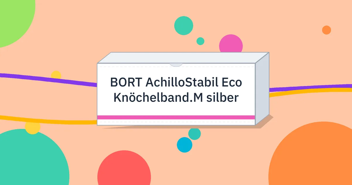Symbolbild: Packung mit der Aufschrift BORT AchilloStabil Eco Knöchelband.M silber (PZN 09461079) – Verfügbarkeit und Bezug in Apotheken in Frankfurt am Main