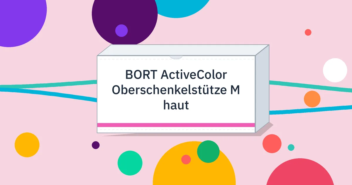 Symbolbild: Packung mit der Aufschrift BORT ActiveColor Oberschenkelstütze M haut (PZN 03169461) – Verfügbarkeit und Bezug in Apotheken in Frankfurt am Main