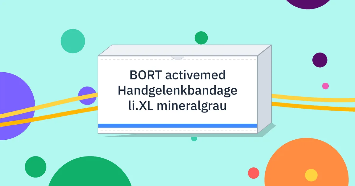 Symbolbild: Packung mit der Aufschrift BORT activemed Handgelenkbandage li.XL mineralgrau (PZN 15256231) – Verfügbarkeit und Bezug in Apotheken in Frankfurt am Main