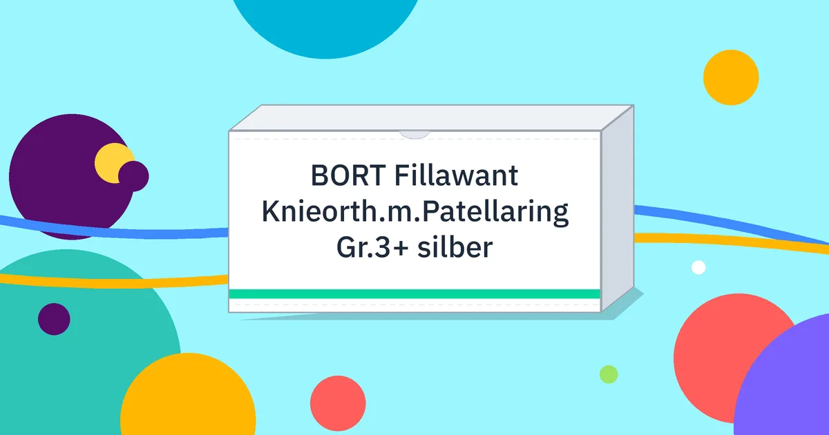 Symbolbild: Packung mit der Aufschrift BORT Fillawant Knieorth.m.Patellaring Gr.3+ silber (PZN 16843611) – Verfügbarkeit und Bezug in Apotheken in Frankfurt am Main