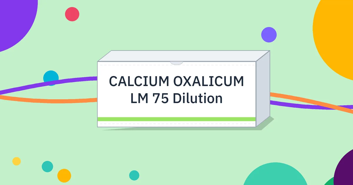 Symbolbild: Packung mit der Aufschrift CALCIUM OXALICUM LM 75 Dilution (PZN 13410484) – Verfügbarkeit und Bezug in Apotheken in Frankfurt am Main