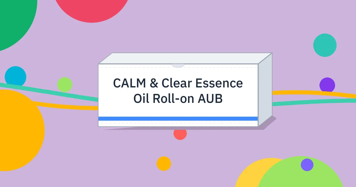 Symbolbild: Packung mit der Aufschrift CALM & Clear Essence Oil Roll-on AUB (PZN 18734493) – Verfügbarkeit und Bezug in Apotheken in Frankfurt am Main