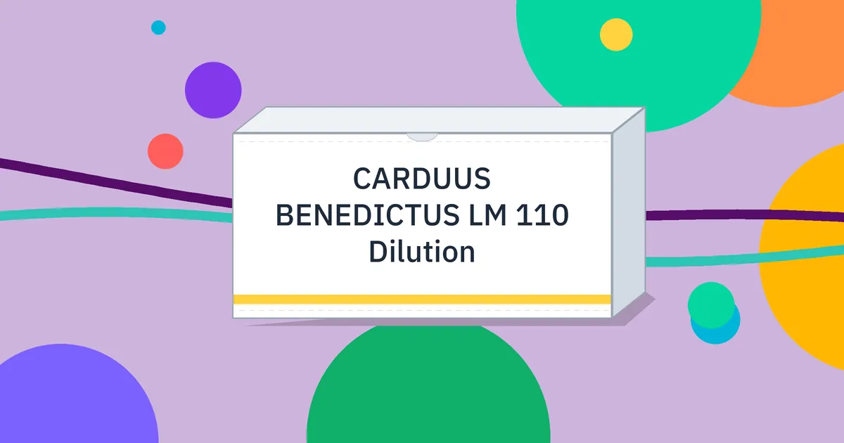 Symbolbild: Packung mit der Aufschrift CARDUUS BENEDICTUS LM 110 Dilution (PZN 13430392) – Verfügbarkeit und Bezug in Apotheken in Frankfurt am Main