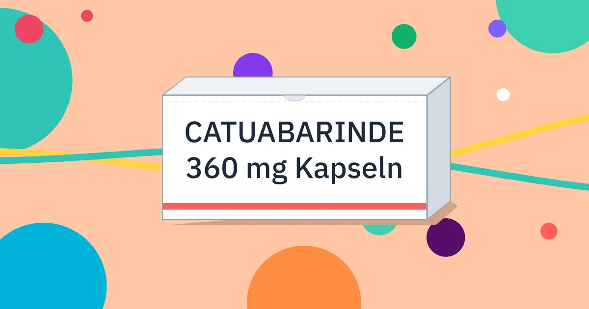 Symbolbild: Packung mit der Aufschrift CATUABARINDE 360 mg Kapseln (PZN 18215296) – Verfügbarkeit und Bezug in Apotheken in Frankfurt am Main