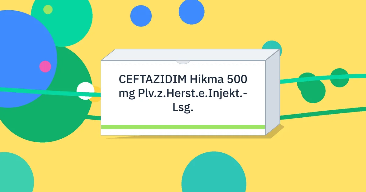 Symbolbild: Packung mit der Aufschrift CEFTAZIDIM Hikma 500 mg Plv.z.Herst.e.Injekt.-Lsg. (PZN 10984196) – Verfügbarkeit und Bezug in Apotheken in Frankfurt am Main