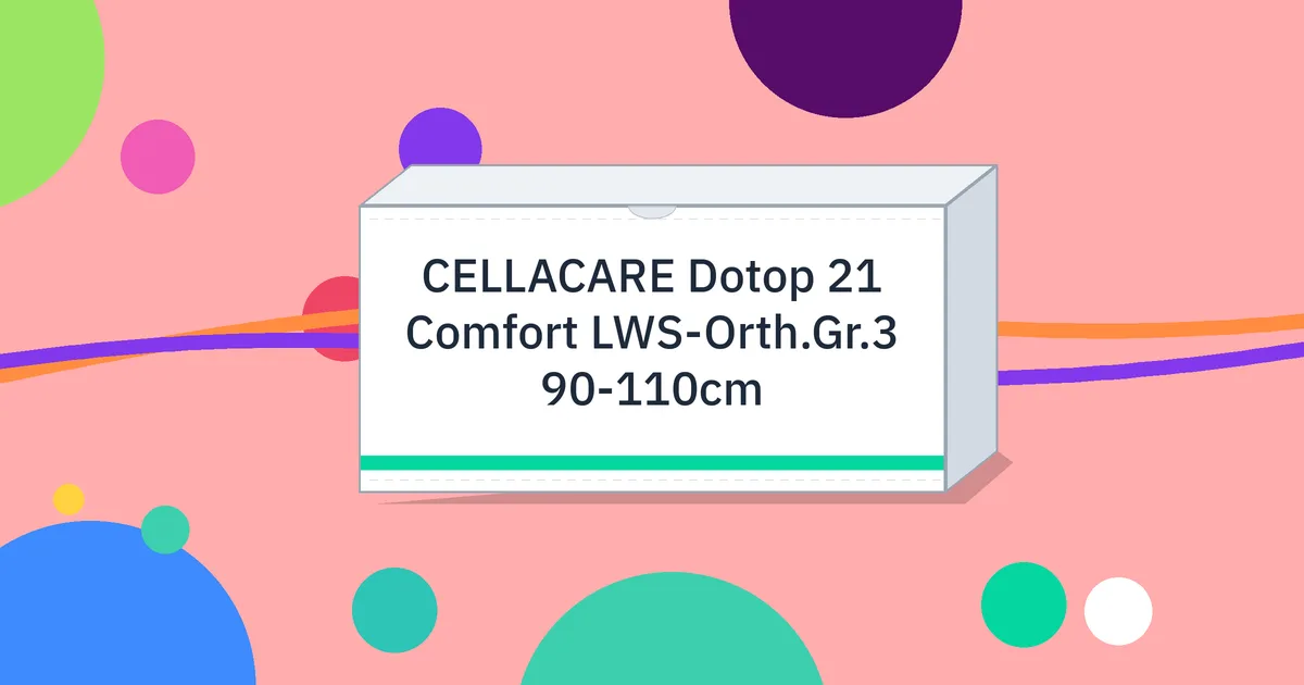 Symbolbild: Packung mit der Aufschrift CELLACARE Dotop 21 Comfort LWS-Orth.Gr.3 90-110cm (PZN 19952298) – Verfügbarkeit und Bezug in Apotheken in Frankfurt am Main