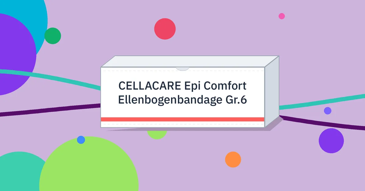Symbolbild: Packung mit der Aufschrift CELLACARE Epi Comfort Ellenbogenbandage Gr.6 (PZN 20549610) – Verfügbarkeit und Bezug in Apotheken in Frankfurt am Main