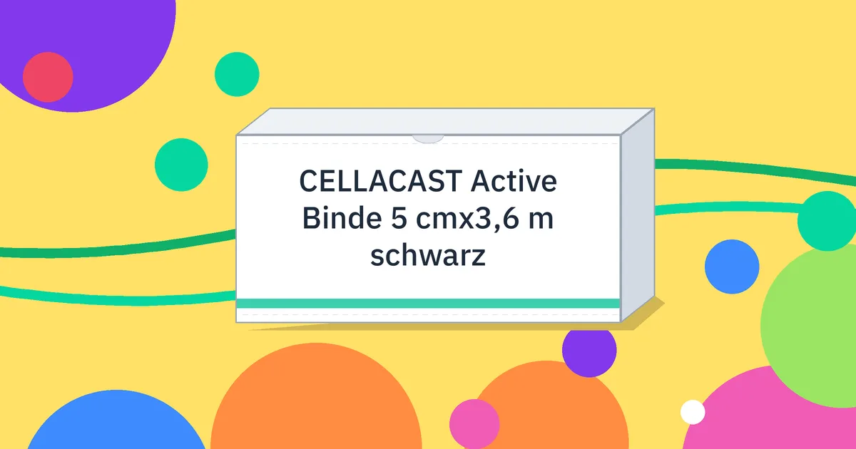 Symbolbild: Packung mit der Aufschrift CELLACAST Active Binde 5 cmx3,6 m schwarz (PZN 14264317) – Verfügbarkeit und Bezug in Apotheken in Frankfurt am Main