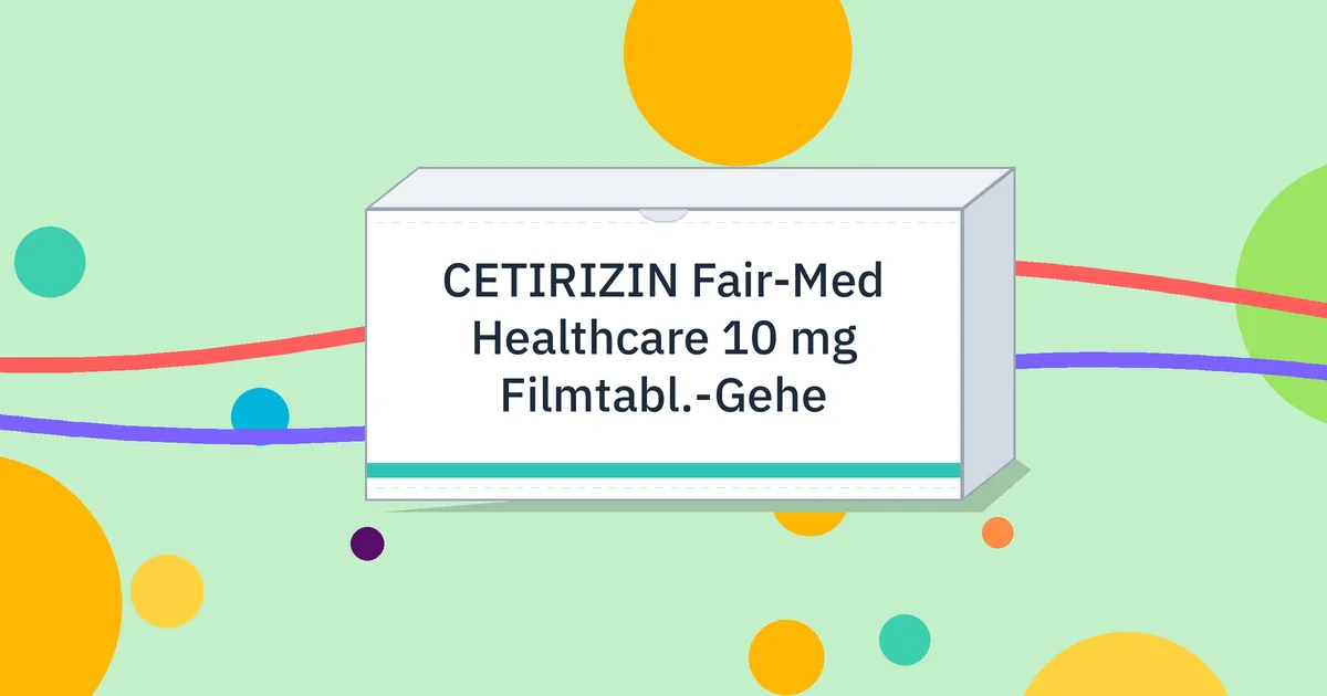Symbolbild: Packung mit der Aufschrift CETIRIZIN Fair-Med Healthcare 10 mg Filmtabl.-Gehe (PZN 19063167) – Verfügbarkeit und Bezug in Apotheken in Frankfurt am Main